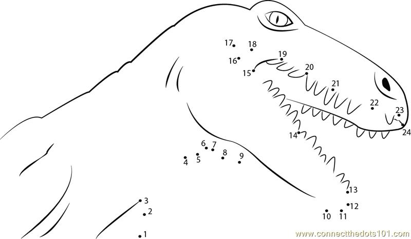 Dinosaur Smiling dot to dot printable worksheet - Connect The Dots