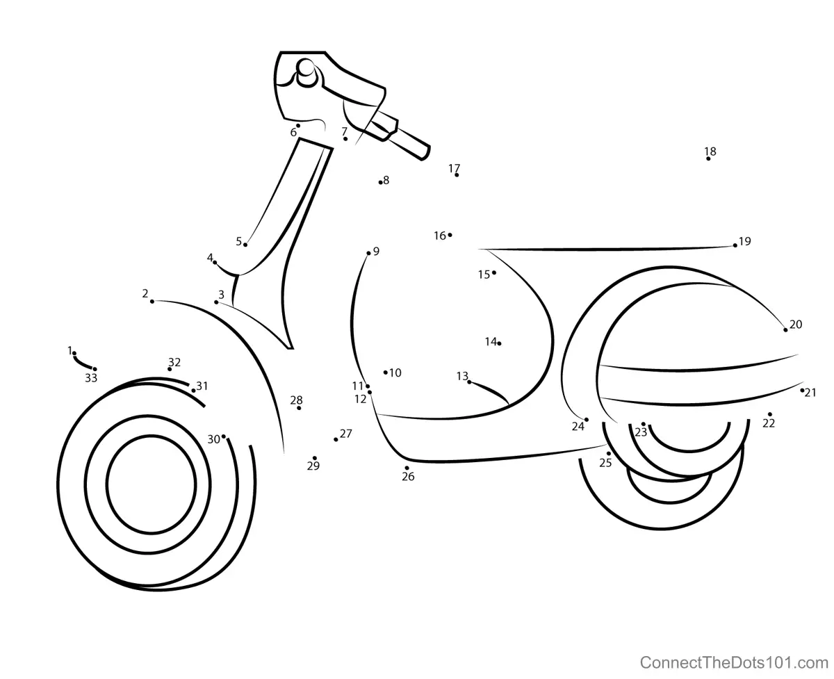 Complete the Two Wheel Vehicle dot to dot printable worksheet - Connect ...