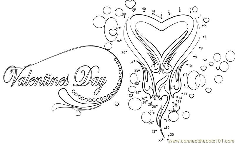Valentine day dot to dot printable worksheet - Connect The Dots