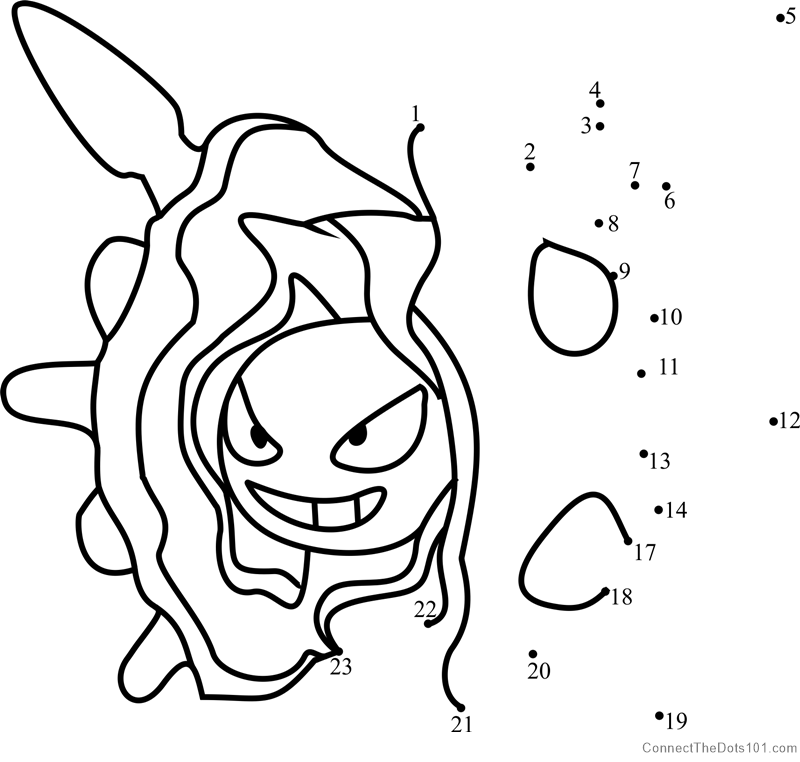 Cloyster Pokemon GO dot to dot printable worksheet - Connect The Dots