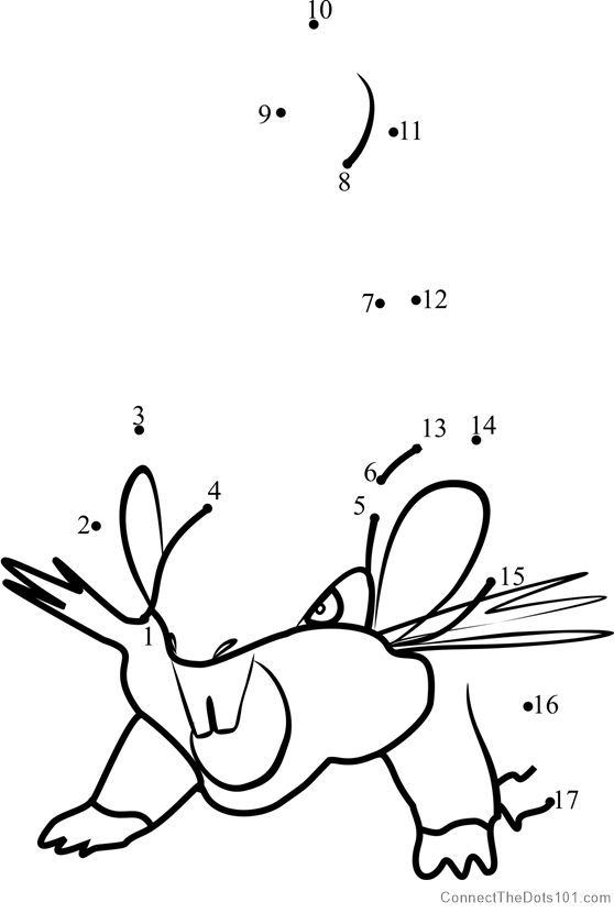Rattata Pokemon GO dot to dot printable worksheet - Connect The Dots