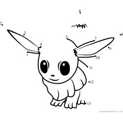 eevee Connect The Dots printable worksheets