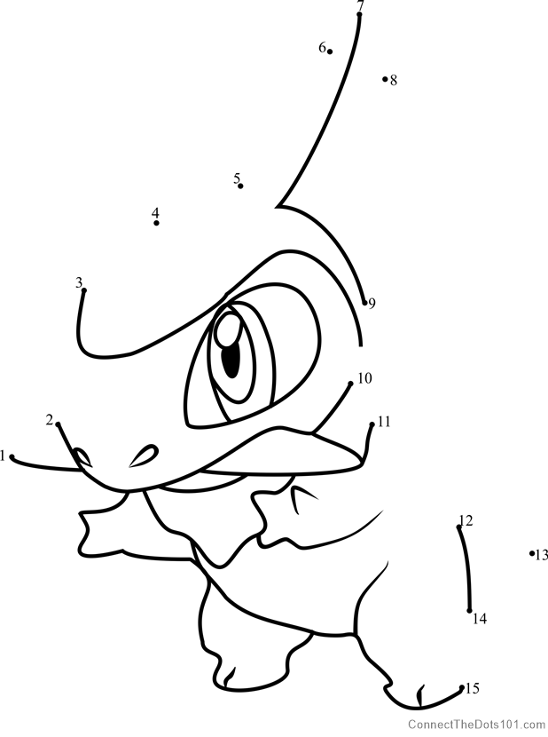Pokemon Axew dot to dot printable worksheet - Connect The Dots
