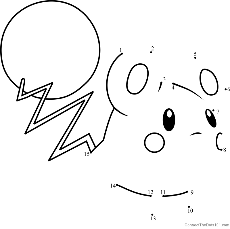 Pokemon Azurill dot to dot printable worksheet - Connect The Dots