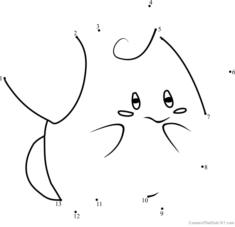 Pokemon Cleffa dot to dot printable worksheet - Connect The Dots