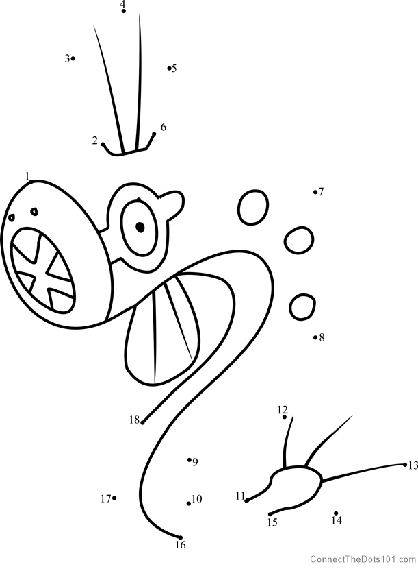 Pokemon Eelektrik dot to dot printable worksheet - Connect The Dots