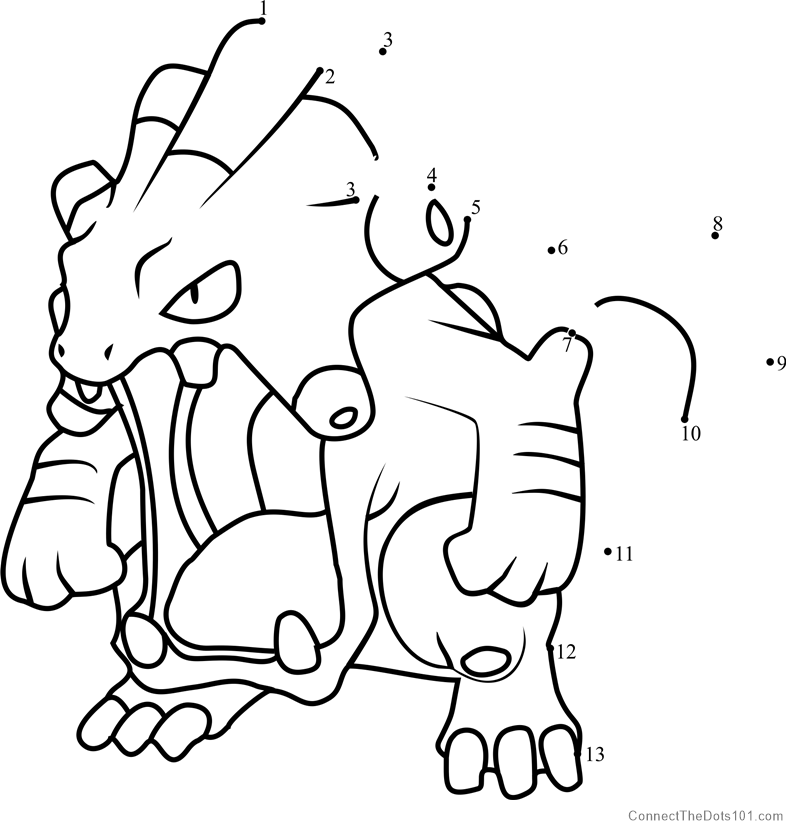 Pokemon Exploud dot to dot printable worksheet - Connect The Dots