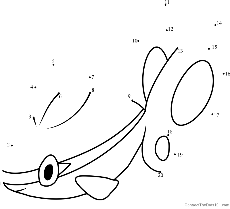 Pokemon Finneon dot to dot printable worksheet - Connect The Dots