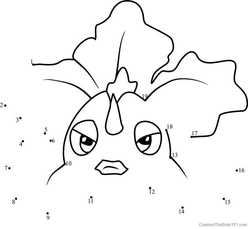 Pokemon Goldeen dot to dot printable worksheet - Connect The Dots