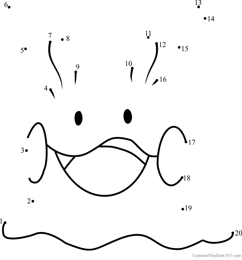 Pokemon Goomy dot to dot printable worksheet - Connect The Dots