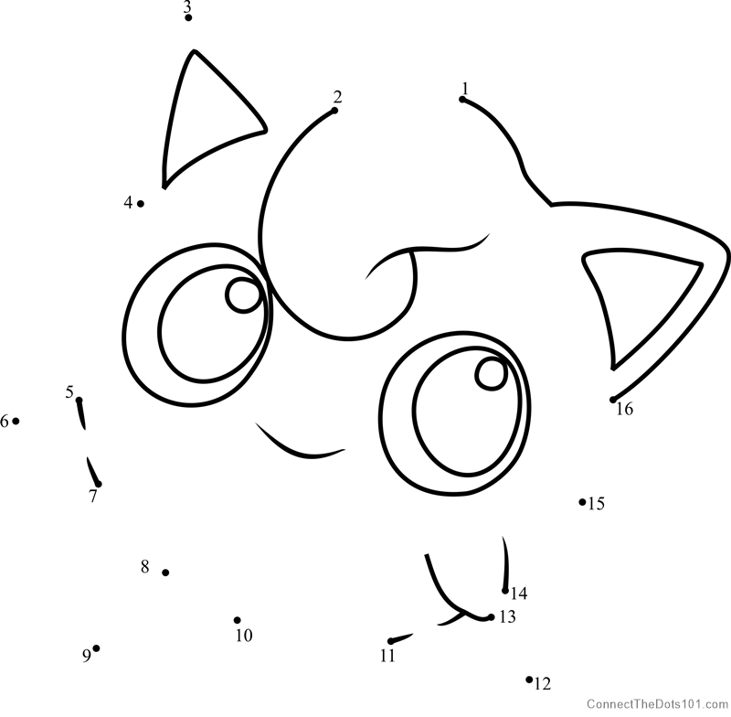 Pokemon Jigglypuff dot to dot printable worksheet - Connect The Dots