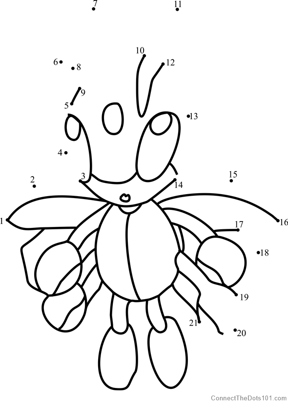 Pokemon Ledian dot to dot printable worksheet - Connect The Dots