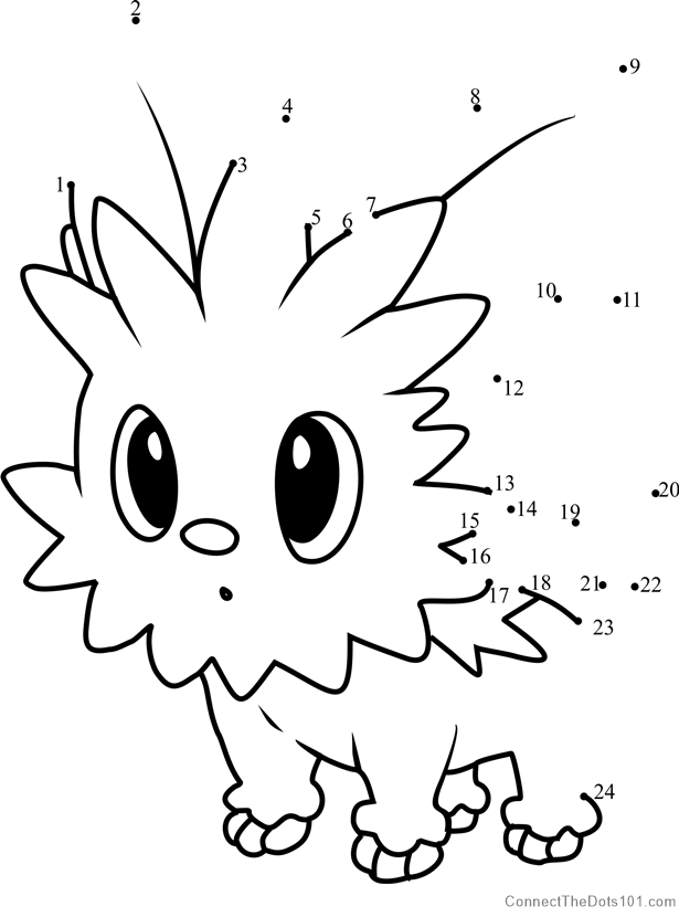 Pokemon Lillipup dot to dot printable worksheet - Connect The Dots