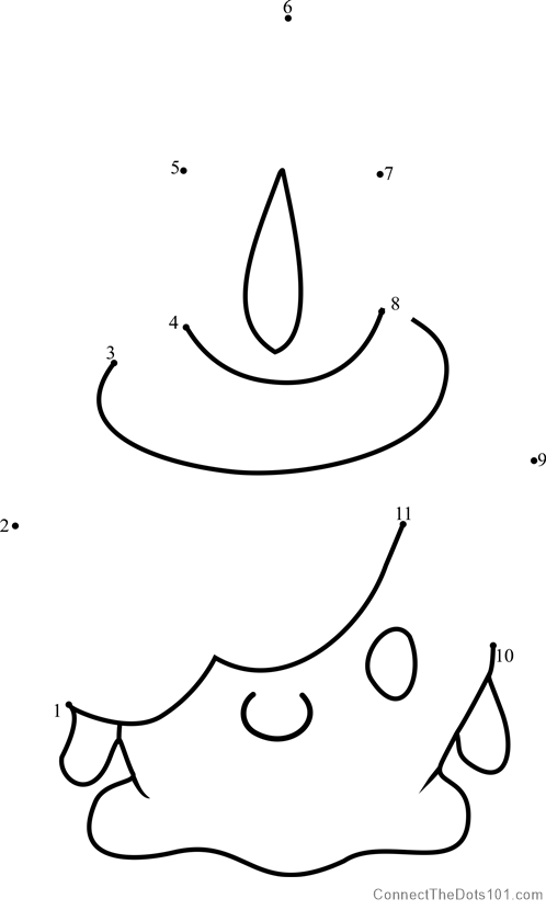 Pokemon Litwick dot to dot printable worksheet - Connect The Dots