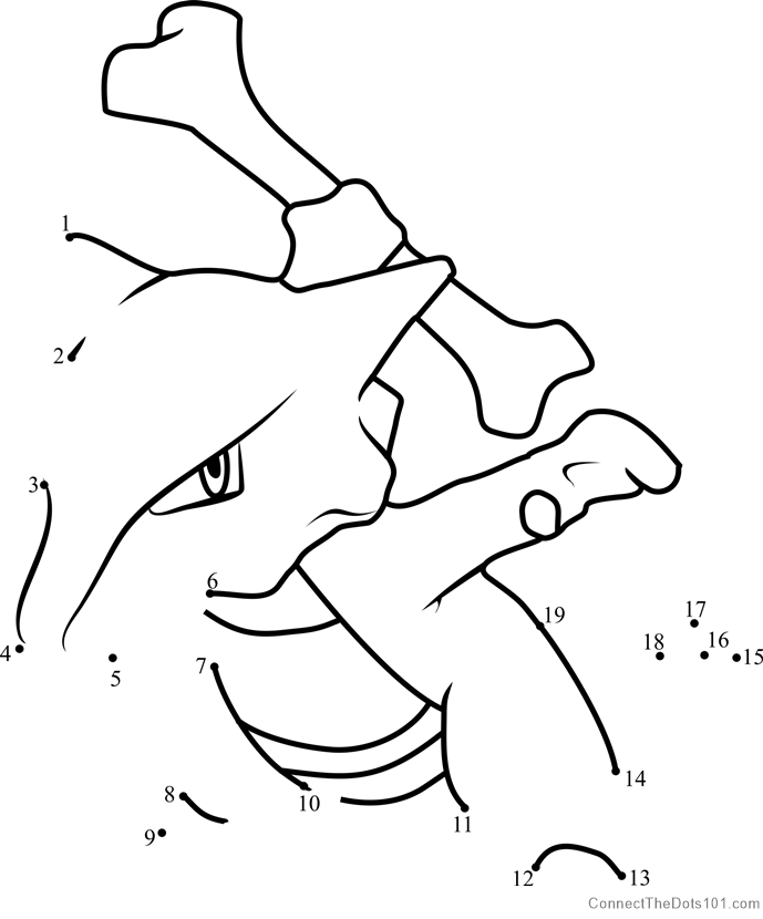 Pokemon Marowak dot to dot printable worksheet - Connect The Dots