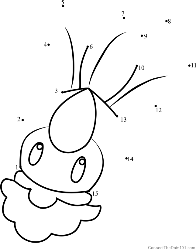 Pokemon Petilil dot to dot printable worksheet - Connect The Dots