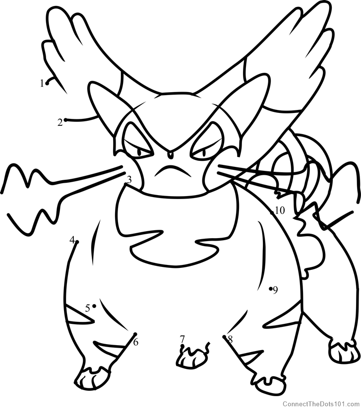 Pokemon Purugly dot to dot printable worksheet - Connect The Dots