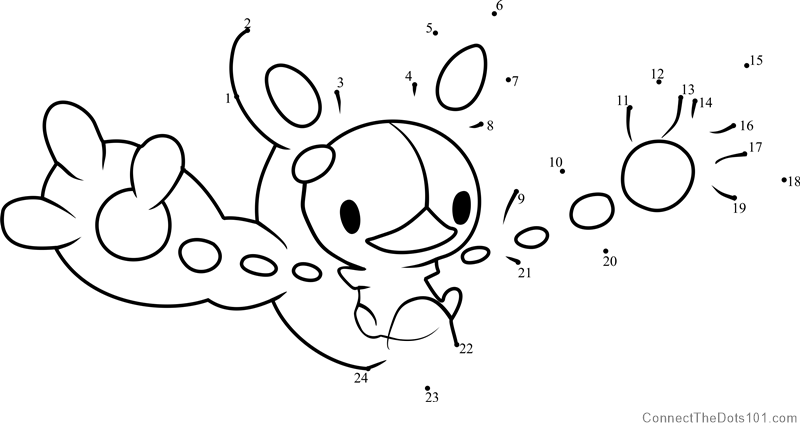 Pokemon Reuniclus dot to dot printable worksheet - Connect The Dots