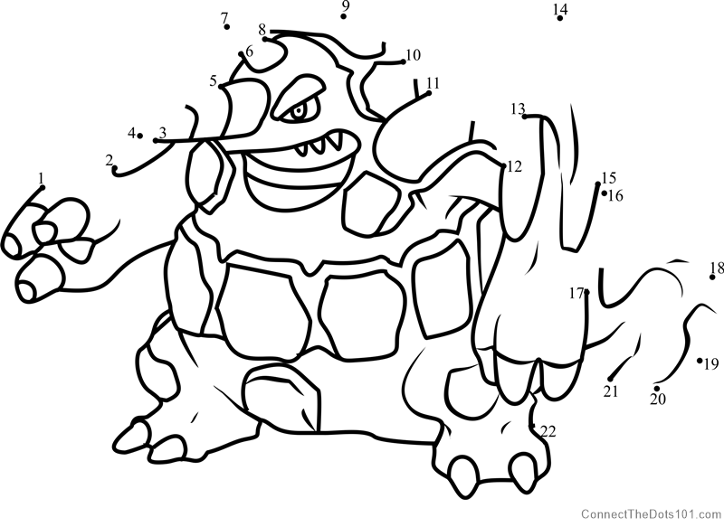 Pokemon Rhyperior dot to dot printable worksheet - Connect The Dots