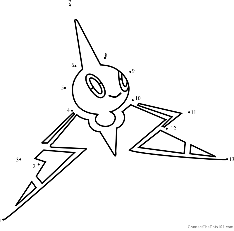 Pokemon Rotom dot to dot printable worksheet - Connect The Dots