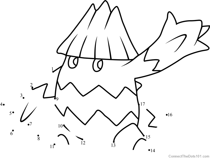 Pokemon Snover dot to dot printable worksheet - Connect The Dots