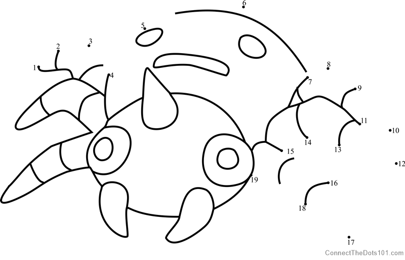 Pokemon Spinarak dot to dot printable worksheet - Connect The Dots