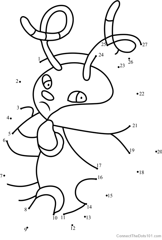 Pokemon Volbeat dot to dot printable worksheet - Connect The Dots