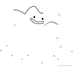 Pokemon Ditto Connect The Dots printable worksheets