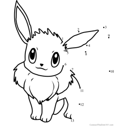eevee Connect The Dots printable worksheets