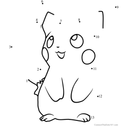 Pikachu Connect The Dots printable worksheets