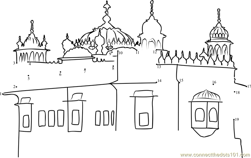 Gurdwara Temples Colouring Pages Sketch Coloring Page
